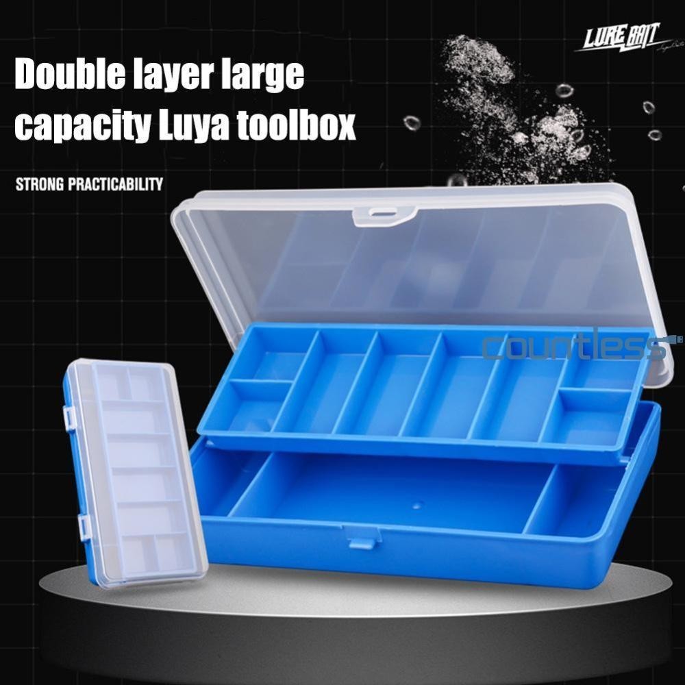 Plastic Fishing Tackle Box 11 Compartments Bait Storage Case Double ...