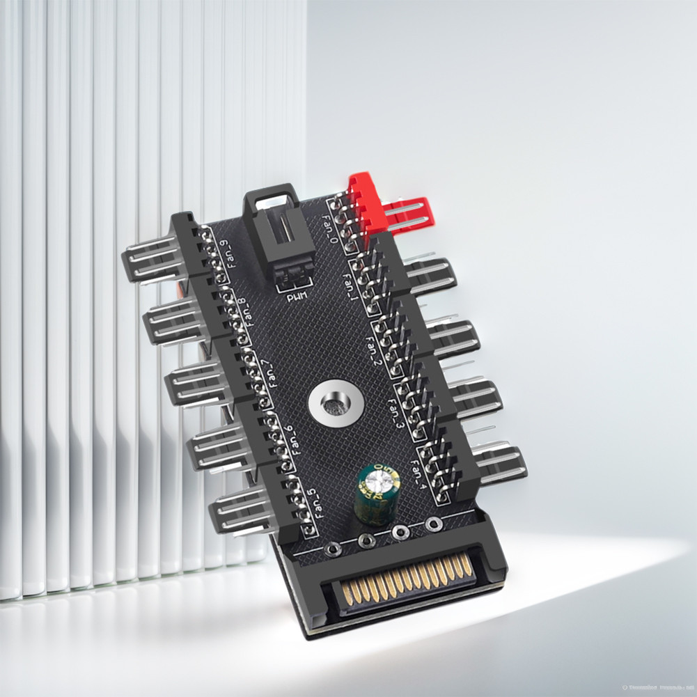 keepdreaming Chassis Fan Hub 1 To 10 Way Splitter Hub SATA Powered 4 ...