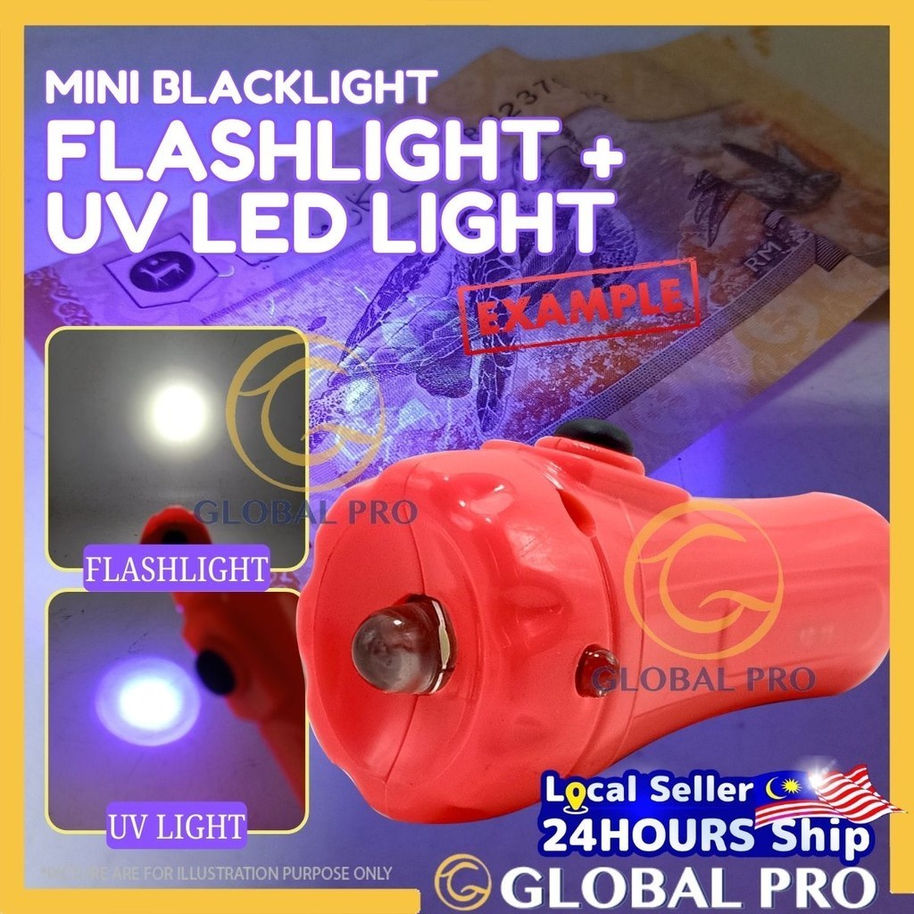 FLASHLIGHT + UV Light Mini Blacklight Ultraviolet Pen Flashlights Fraud ...