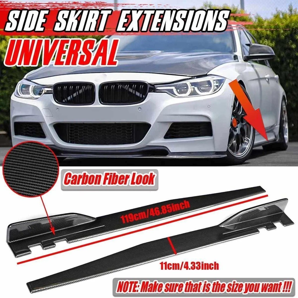 1.2m Side Skirt Extensions Universal Car Side Skirts Winglet Lip For ...
