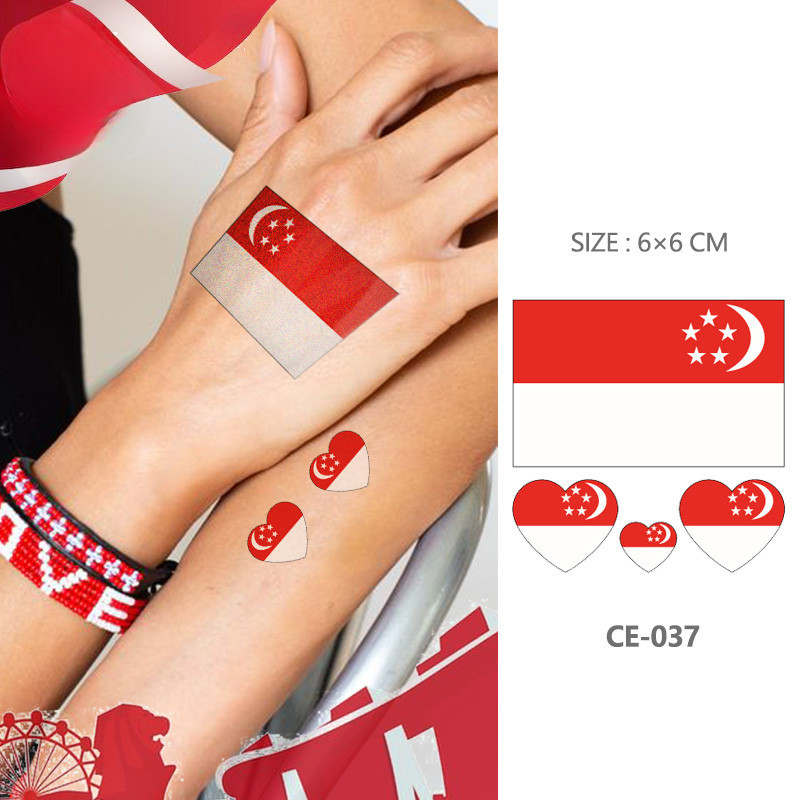 (Ready Stock)Singapore Sticker Flag Tattoo Stickers NDP 2025 National ...