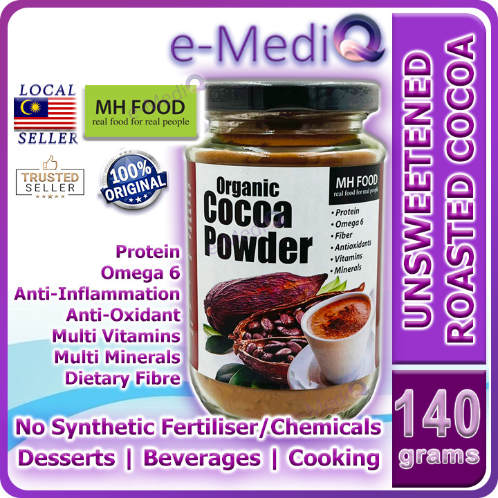 MH Food Organic Cocoa Powder 140g [Unsweetened Roasted Pure Cocoa] (Exp ...