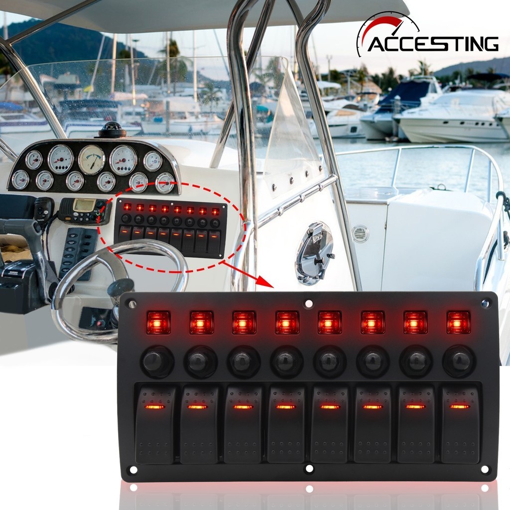 6/8 Gang Switch Panel Waterproof Car Auto Marine Dual Led Rocker Switch ...