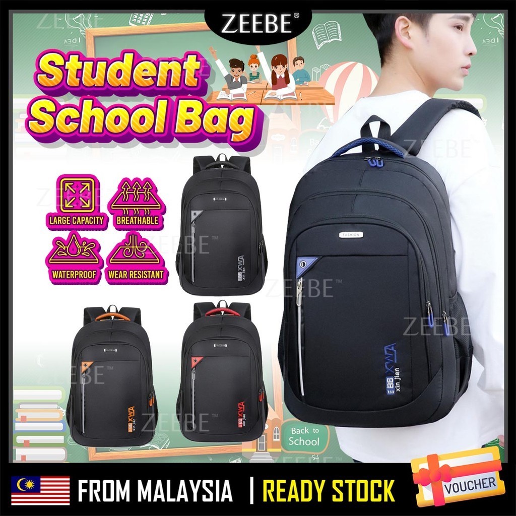 ZEEBE Beg Budak Sekolah Redah Menengah Tahan Lasak School Bag Backpack ...