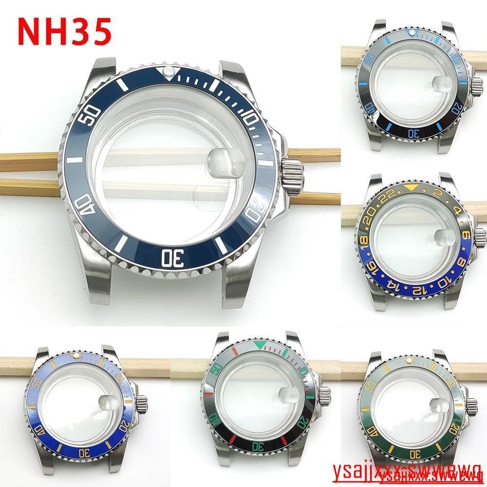 Men Mechanical Watch Case Substitute Black Green Water Ghost Watch Case ...