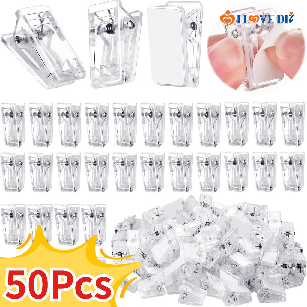 10-50Pcs Self-Adhesive Clear Plastic Wall Clips - Multipurpose Hanging ...