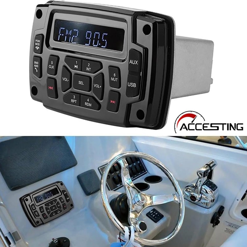12V Boat Media MP3 Player Marine Stereo Waterproof Bluetooth Audio ...