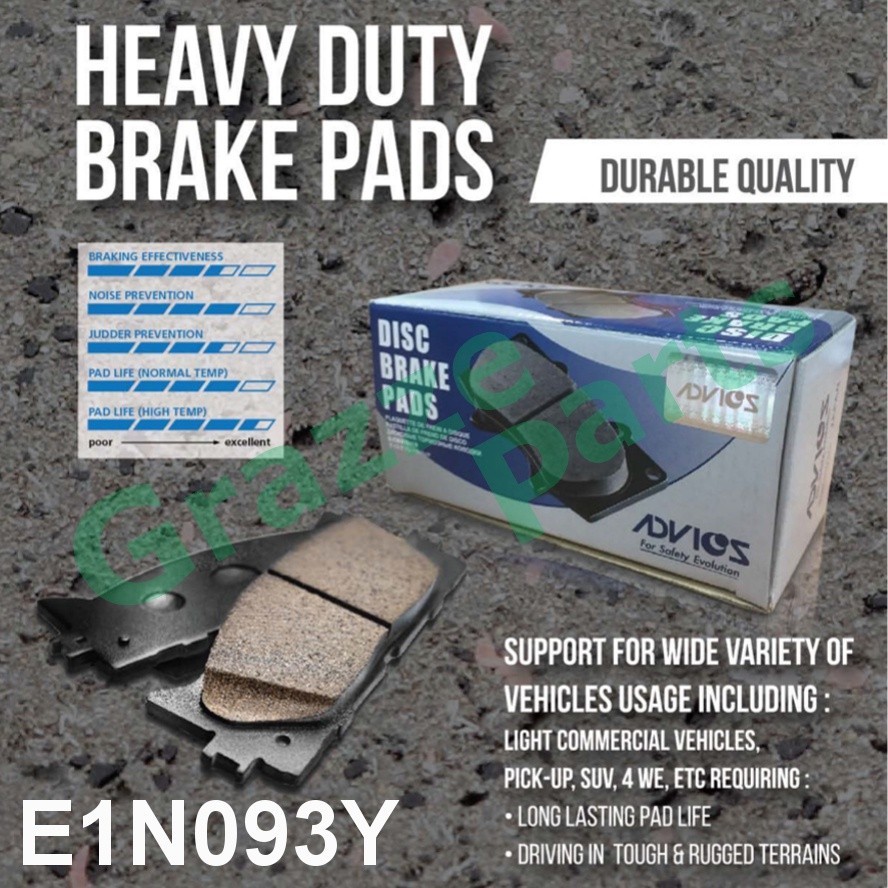 Advics Aisin Heavy Duty Disc Brake Pad Front E1N093Y for Mazda BT-50 ...