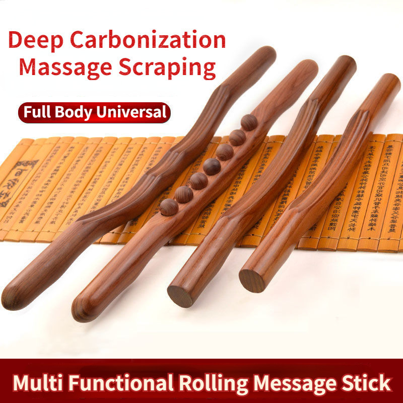 Natural Beech Carbonized Rolling Rod Universal Body Massage Stick ...
