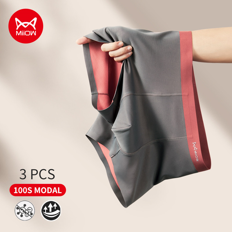 MiiOW 3pcs 30D Ice Silk Thin Man Underwear Boxers Soft Modal 5A ...