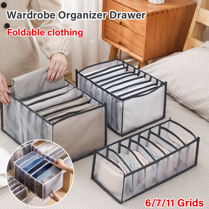 6/7/11 Grids Underwear Tudung Clothes Organiser Box Stackable Storage ...