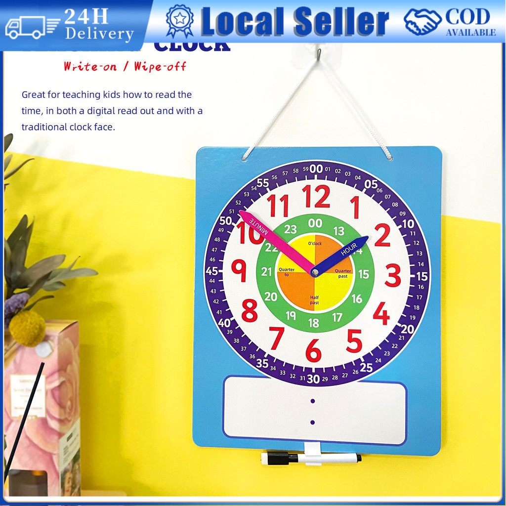 Magnetic Learning Clock Board Repeated Use for Kids Learning to Tell ...