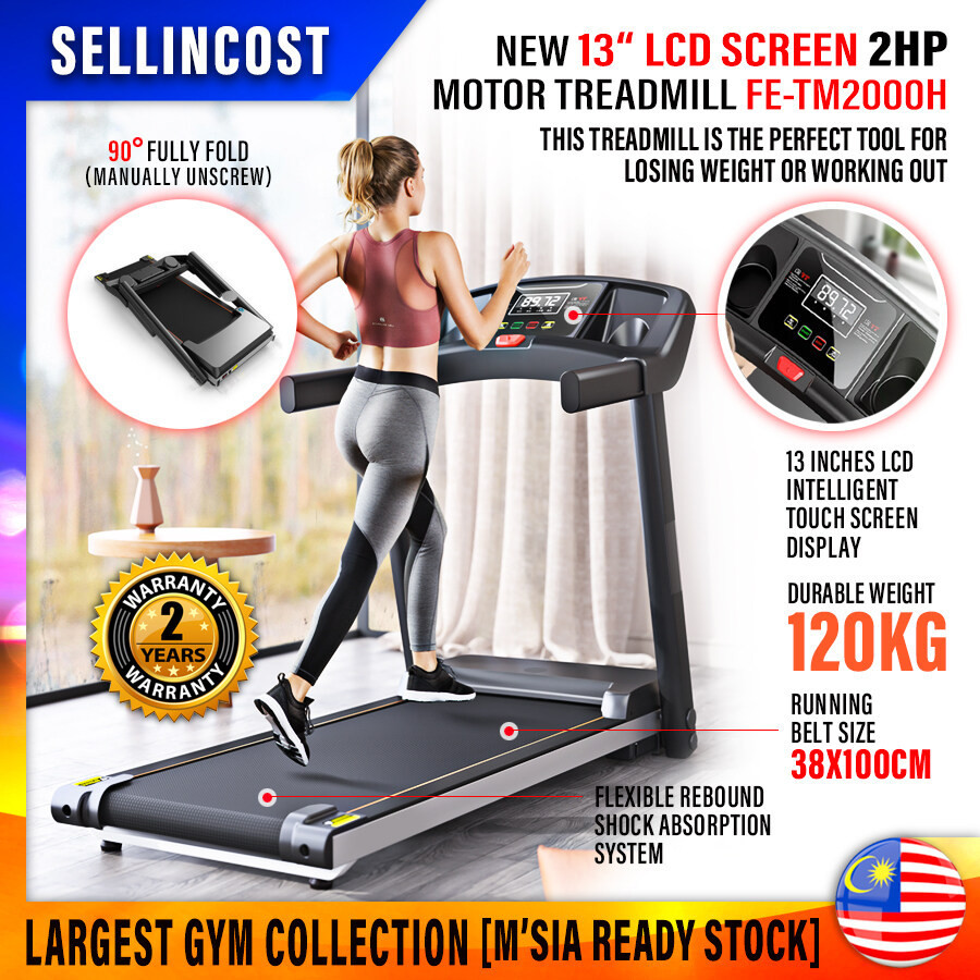 Treadmill 2.0HP Peak Power 13" BIG SCREEN Intelligent Smart Running ...