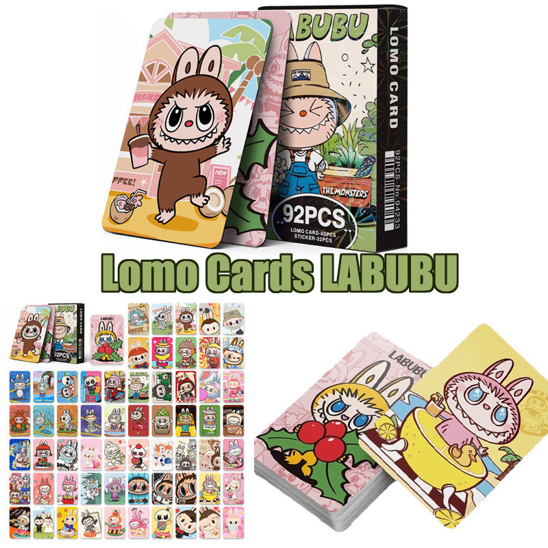 92pcs LABUBU Cartoon Collection Lomocard Pop Mart Lomo Cards LABUBU The ...