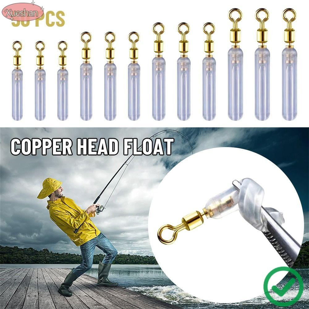 XUESHAN 50pcs Copper Head Float 4 Size Tube Peche Accesoires Rotation ...