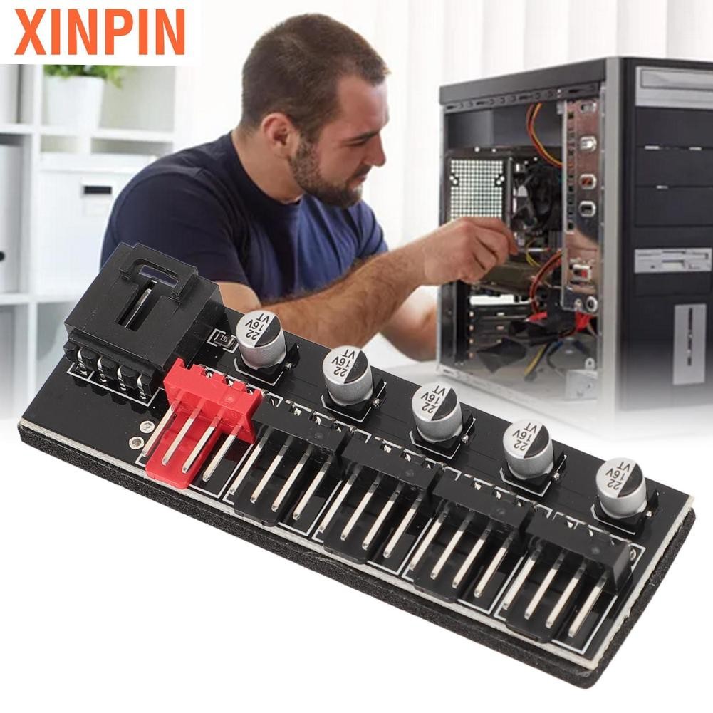 Xinpin 2Pcs PC Chassis Fan Hub 5 Port 3 Pin 4 PWM CPU Cooling 12V Splitter Controller | Shopee ...