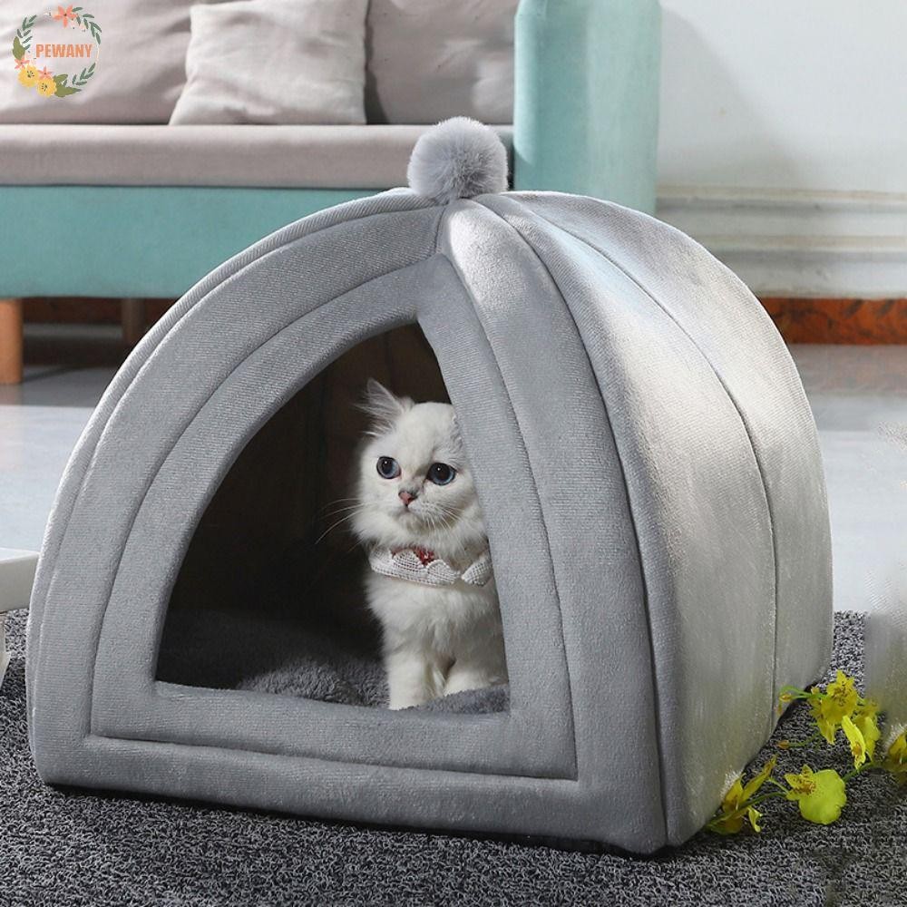 PEWANY Semi-enclosed Cat Villa, Warm Soft Winter Cat Kennel, Semi ...