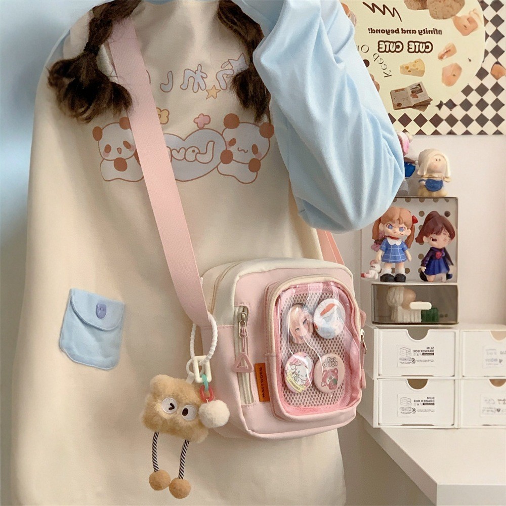 Japanese Style Ita Bag Cute Girl Ins Transparent Badge Shoulder Bag ...