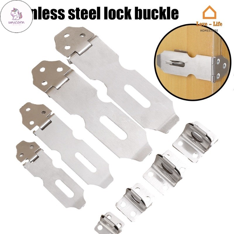 UN Stainless Steel Door Lock Padlock Anti-Theft Hasp Staple Shed Latch ...
