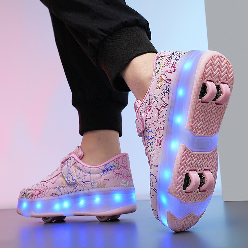 Four-wheeled Children with Light Rampage Shoes Student Four-Wheel ...