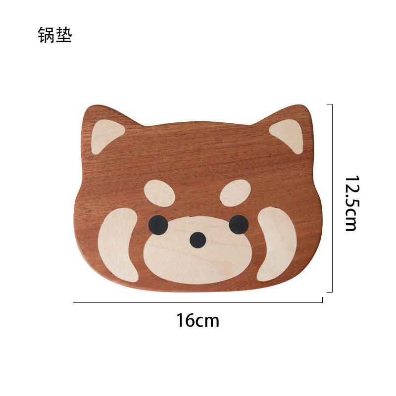 Coaster Kayu Pepejal Praktikal Meja Kayu Kartun Panda Pad Penebat Haba ...