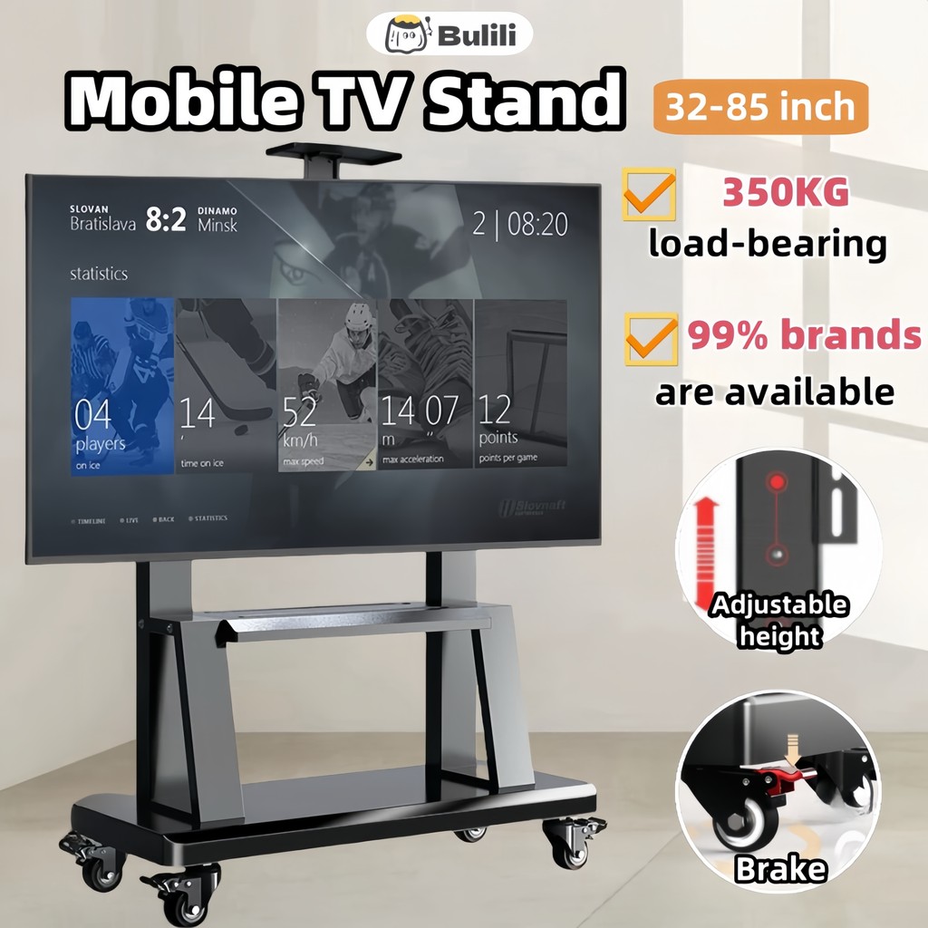 32-85 Inci Penyanding TV Bergerak Mobile TV Stand TV Bracket Universal ...