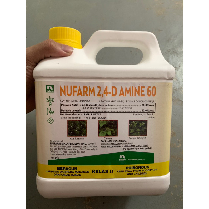 [ORIGINAL] 4L Nufarm Amine 60 /Racun Rumpai Sama Kenso Hextar Amine ...
