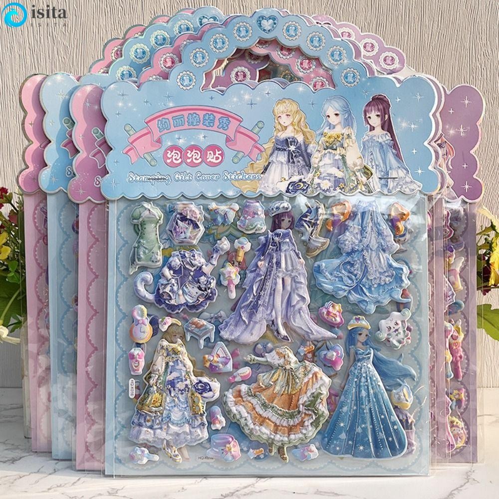 ISITA 2 Sheets/Bag Princess Dress Up Sticker, Kawaii Cartoon Foam ...