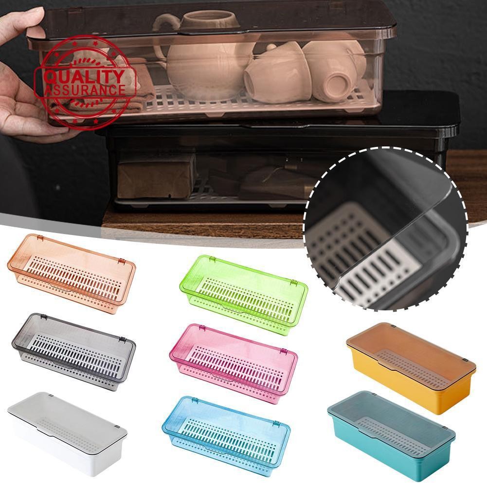 Utensils Storage Box With Cover Spoon And Fork Drainer Kitchen Cutlery ...