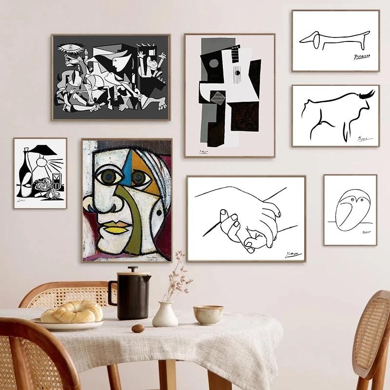 Poster & Cetakan Picasso Retro: Lukisan Kanvas Dinding Abstrak Anjing ...