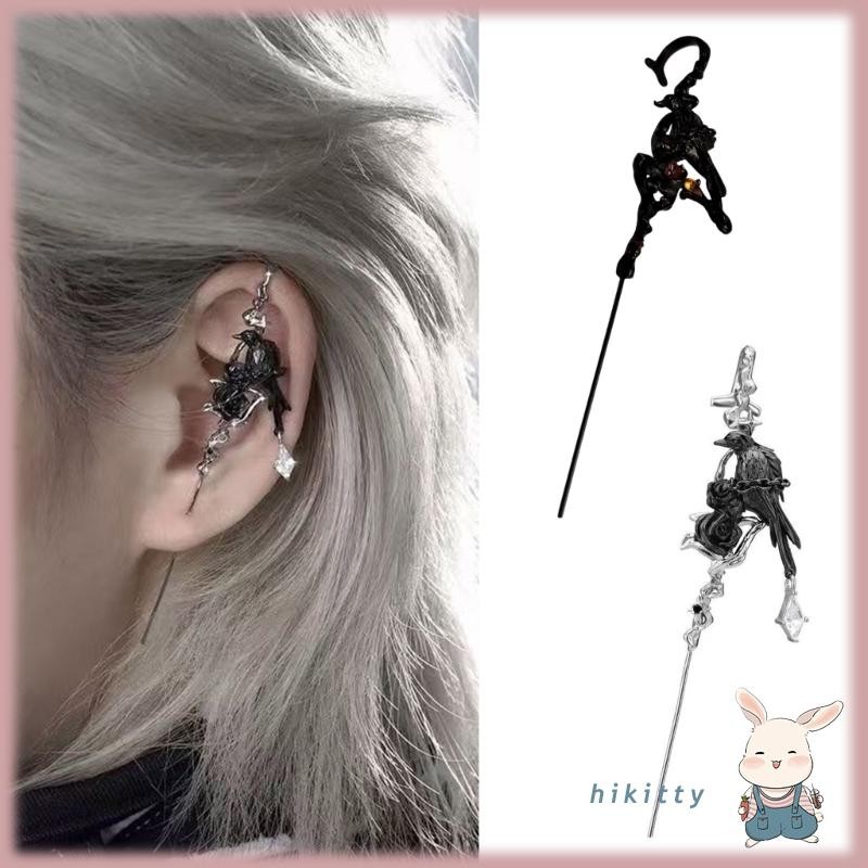HIK Stylish Crow Ear Piercings for Trendsetters Rose and Black Crow Ear ...