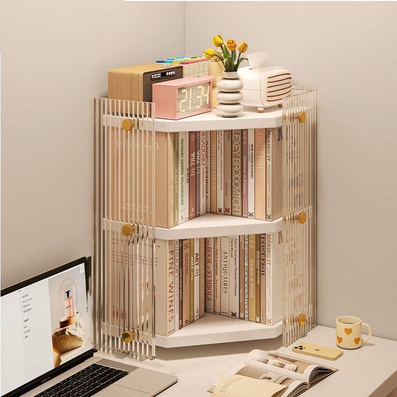 Desktop Book Storage Rack Corner Acrylic Rack Bookshelf Small Cabinet ...