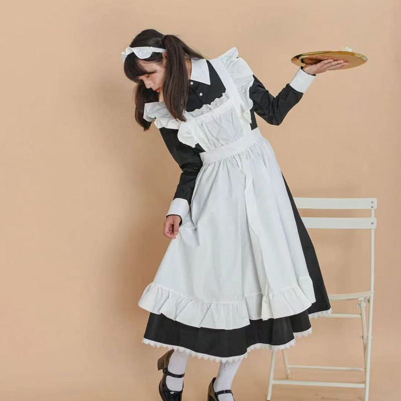 Maid Long Dress Maid Dress Classic Black White Maid Dress Suit Retro ...