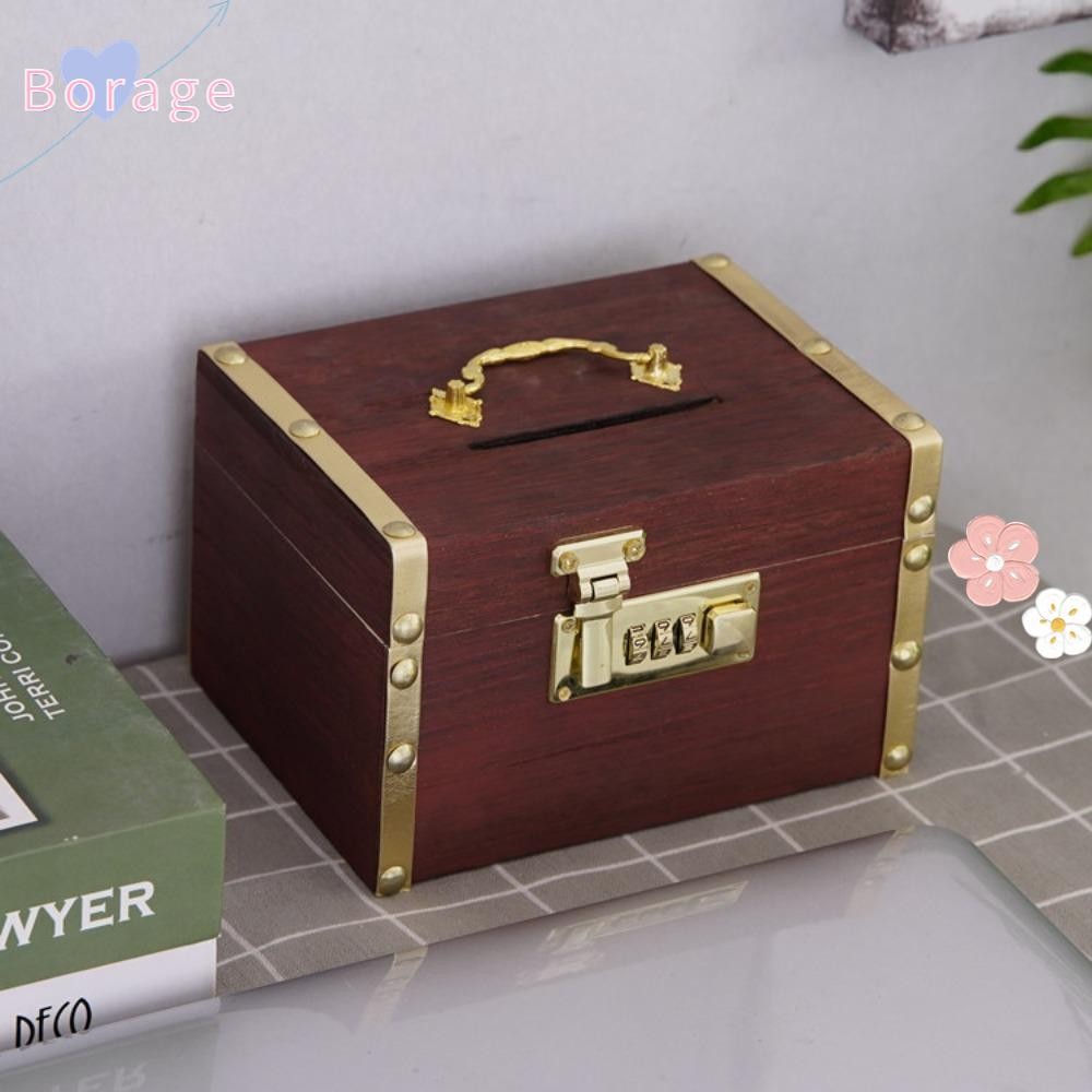 BORRAONE Treasure Storage Box, Vintage Style Safe Box Piggy Bank ...