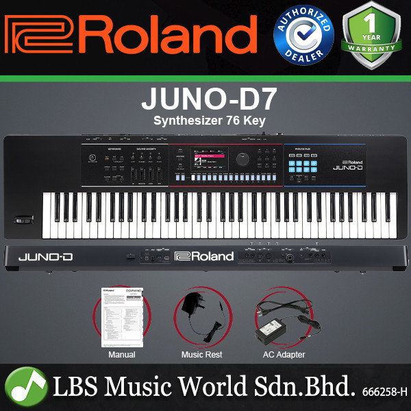 Roland JUNO-D7 76 Key Stage Keyboard Synthesizer with Synth Action ...