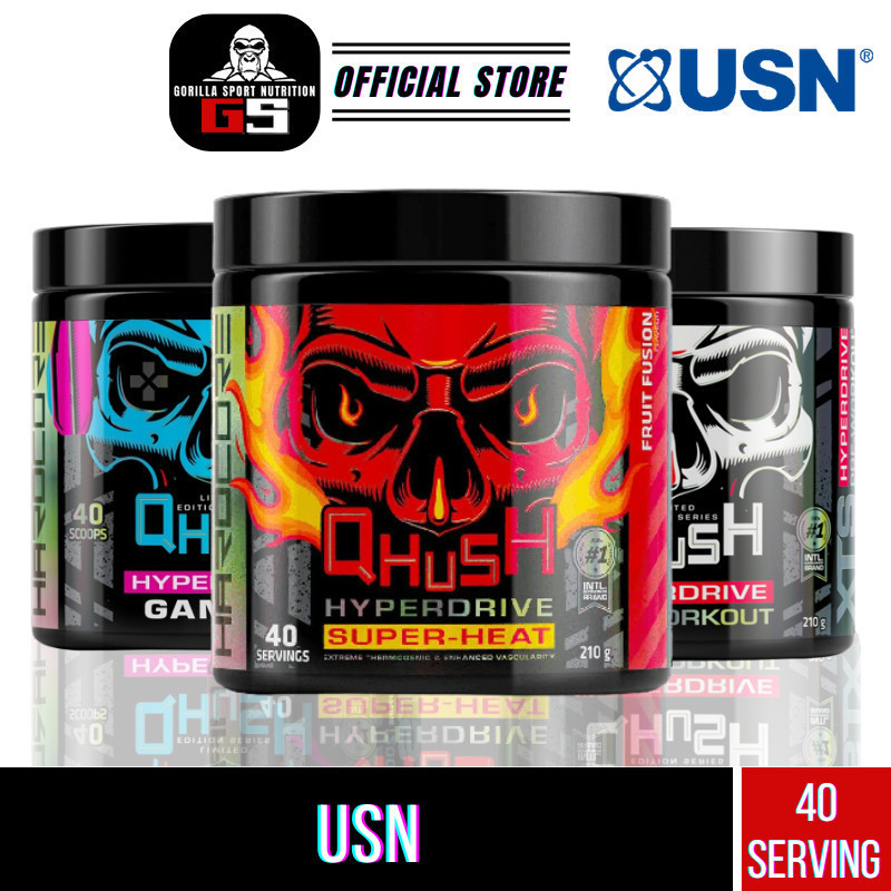 USN Qush Super Heat 300G Caffeine Hyperdrive Pre-Workout Extreme Energy ...