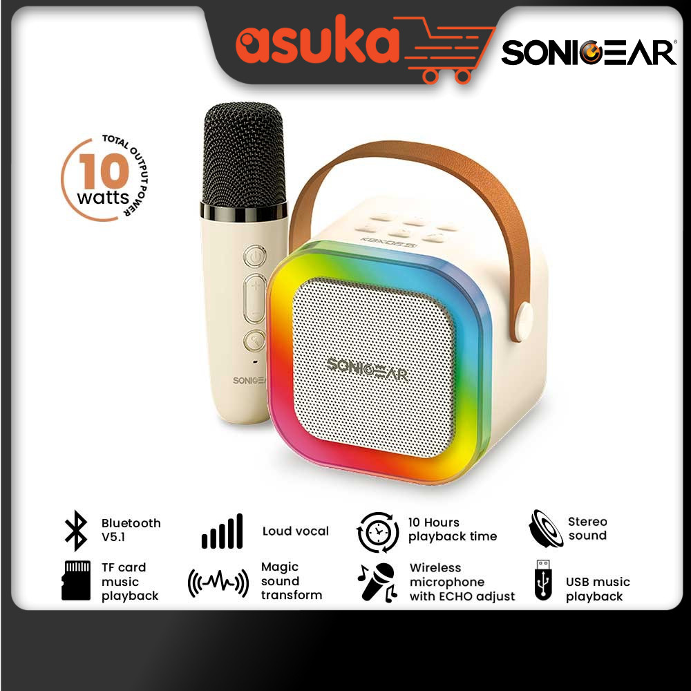 SonicGear IOX K200 Pink / White Portable Speaker Karaoke with Bluetooth Microphone | Shopee Malaysia