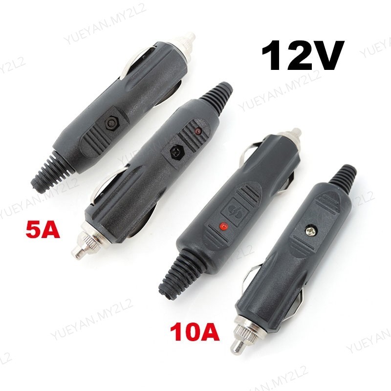 12V 5A 10A High Power Automobile Car Chargers Lighter male Socket Plug Connector head With LED ...