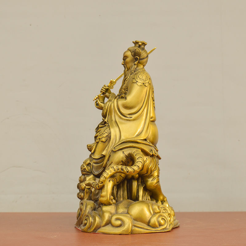 Brass Zhang Tianshi God Statue Ornaments with Sky Eyes Riding Tiger ...