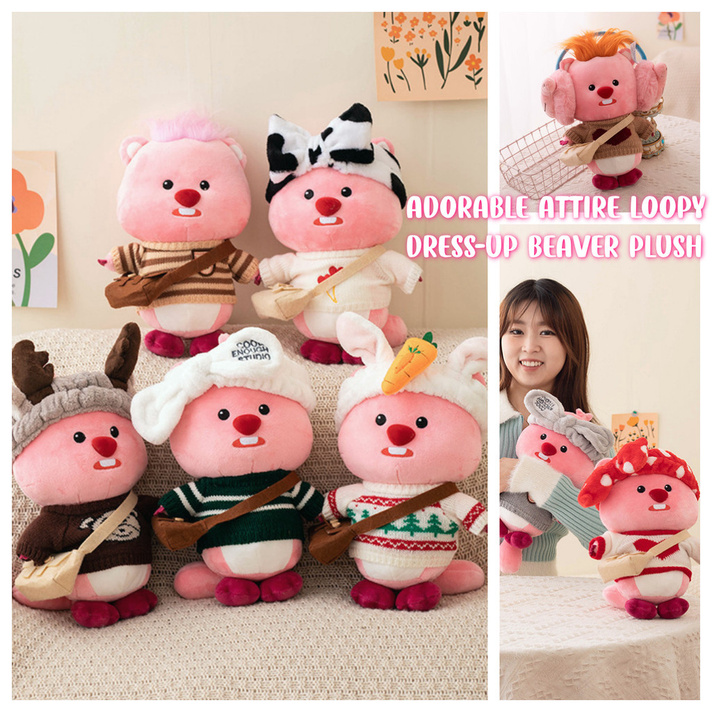 Pakaian comel Loopy Dress-Up Beaver Plush Doll siri anak patung yang ...