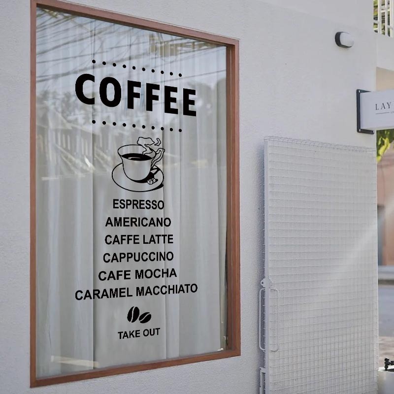 Cafe English Text Wall Stickers Restaurant Creative Window Glass Door ...
