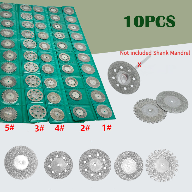 10Pcs Dental Diamond Disc Burs Cutting Blades for Separating &Polishing ...