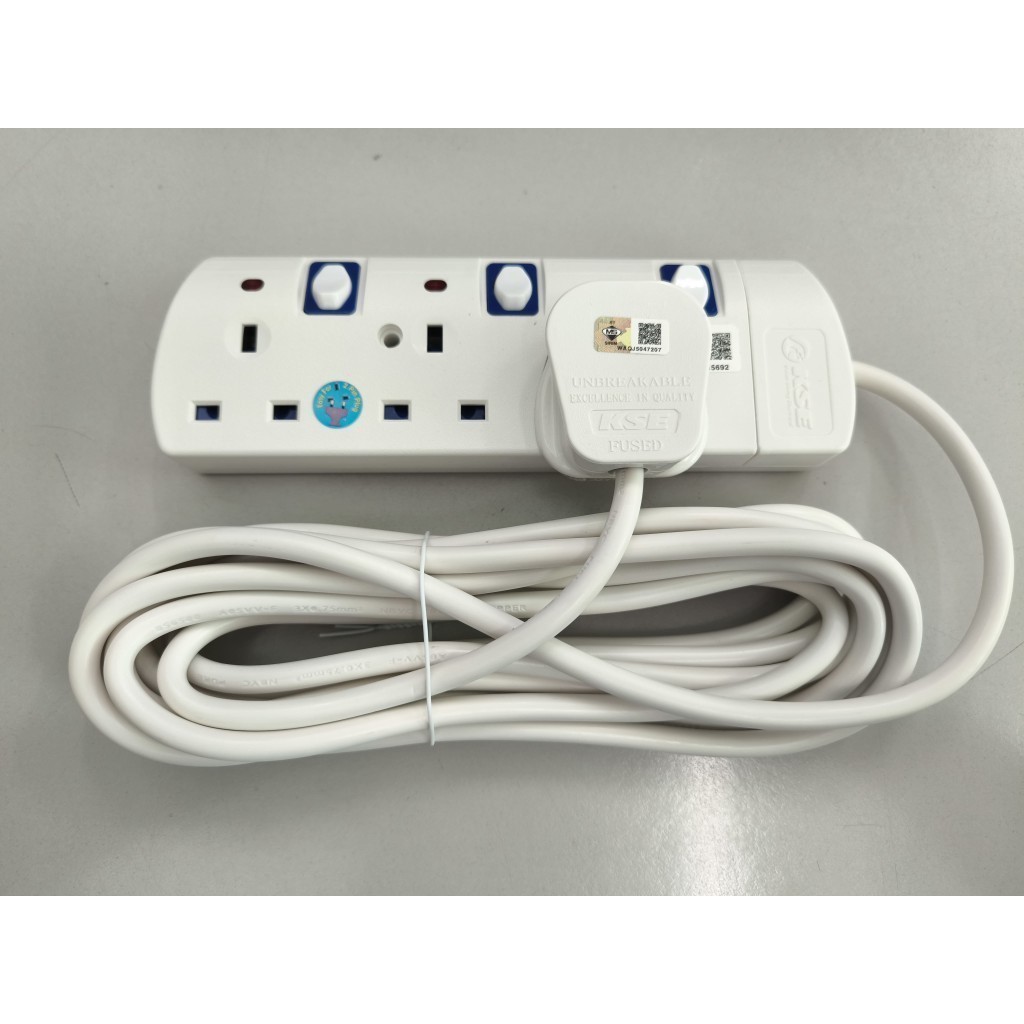 2 / 3 / 4 / 5 Gang SIRIM 5M Heavy Light Duty Extension Trailing Socket ...