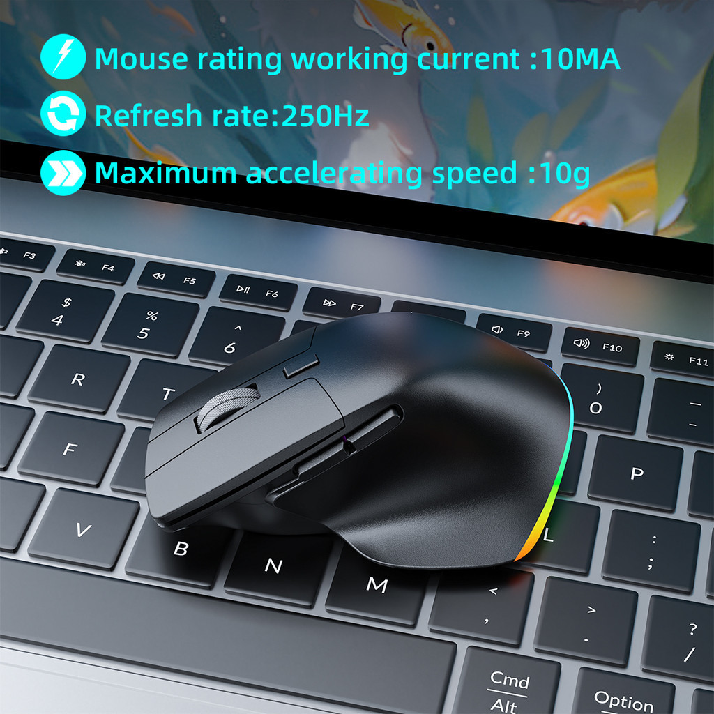 Jomaa 2.4G+Bluetooth Wireless Mouse Ergonomics Gaming Mouse Optical RGB Backlit Mause 2400 DPI ...
