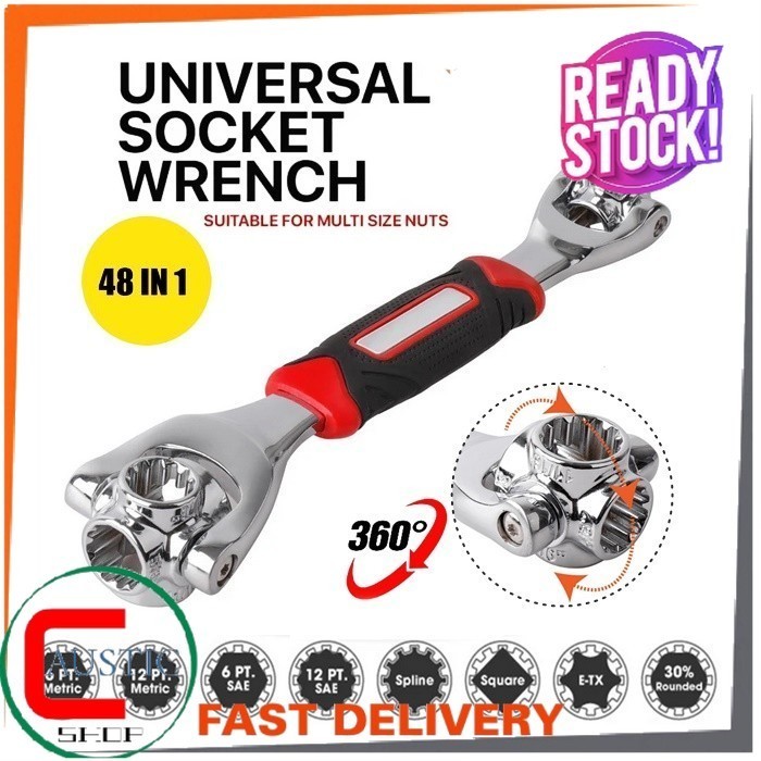 8 in 1 Universal Wrench Socket Multi Tool with 360 Degree Rotating Head ...