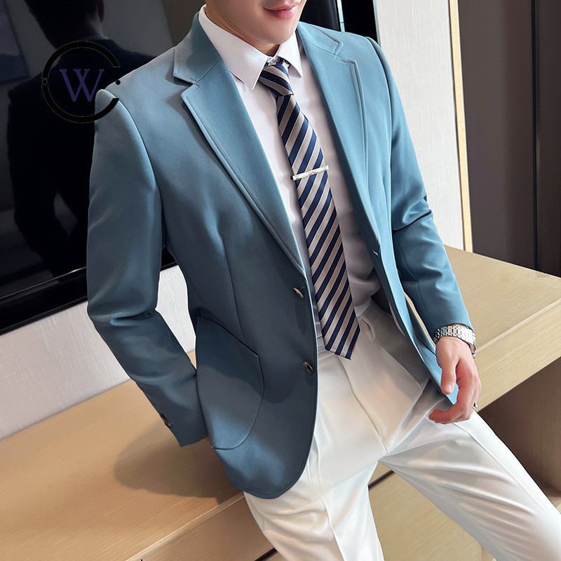 Dark Series Solid Color Suit Single Piece Men's Slim Suit DX2208PG9148 ...