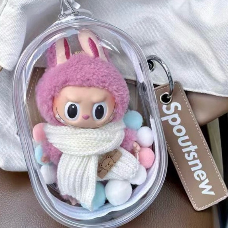 Labubu Storage bag High Transparent Thick Pop Mart Bag Closed Clear PVC ...