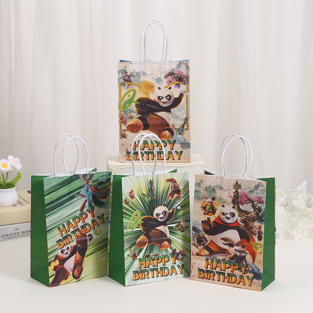 24Pcs Movie Panda Theme Gift Paper Bags Kids Birthday Party Gift Box ...