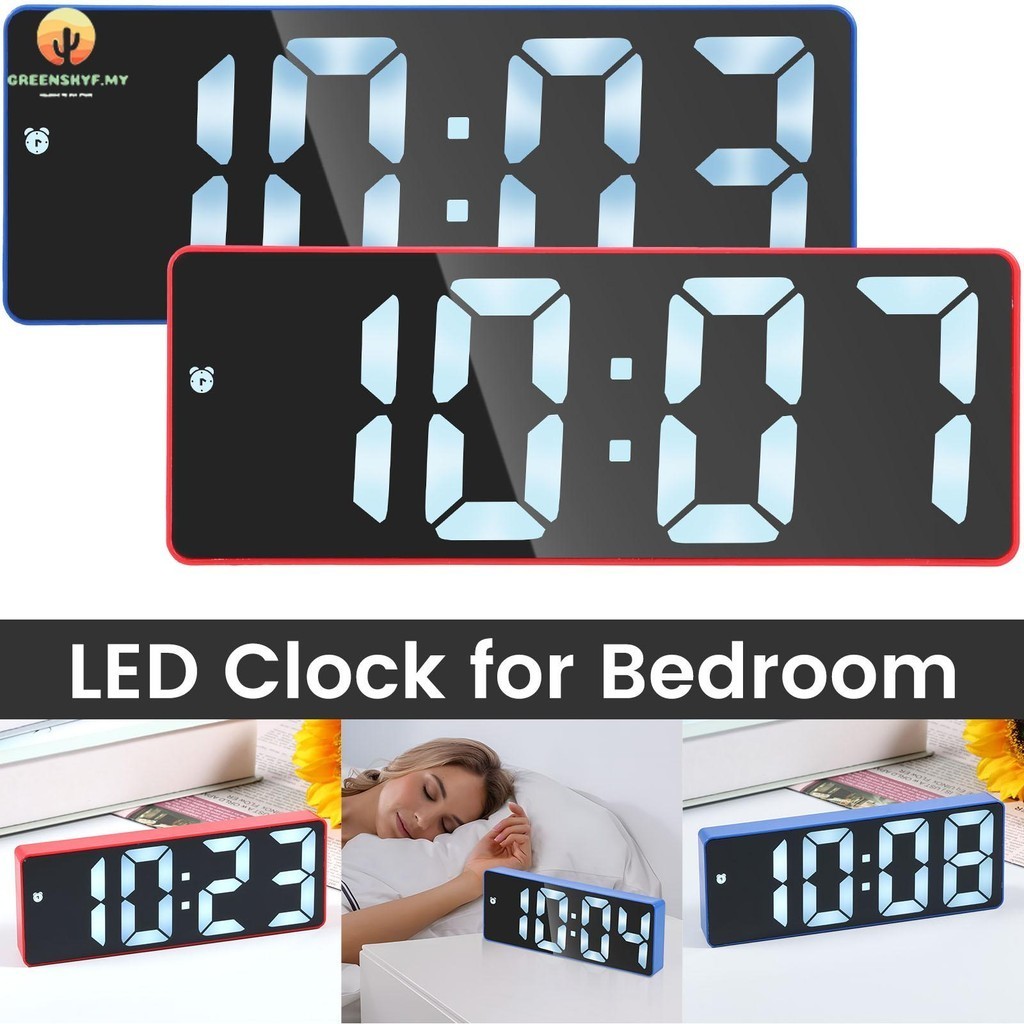 Digital Alarm Clock Large LED Display Bedside Clock with 3 Levels ...