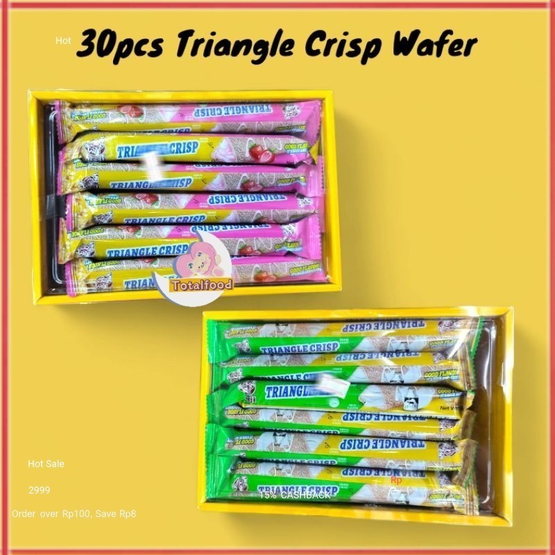 30pcs Jeeji Triangle Crisp Wafer grain crust good flavor [Milk ...